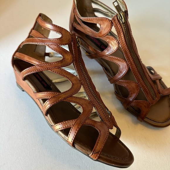 Material Girl | Shoes | Material Girl Brown Gladiator Sandals Wedge ...